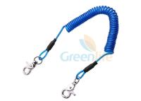 China Translucent PU Coated Spring Steel Wire Coil Lanyard 20kg Capacity 2m Extended Length for sale
