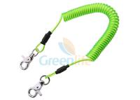 China Translucent PU Coated Spring Steel Wire Coil Lanyard 20kg Capacity 2m Extended Length for sale