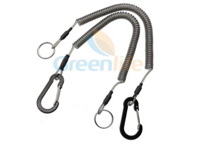 China PU Material Fishing Pliers Lanyard Rope Holder 6.5 Inch Aluminum Carabiner Black Tool for sale