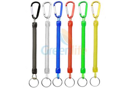 China PU Coil Lanyard 2.5mm Cord 160mm Length with Aluminum Carabiner for Fishing Tools for sale