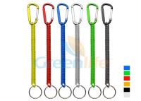 China Plastic Spiral Cord Wire Fishing Tool Holder Lanyard 120mm Coil with Colored Carabiner Split Ring for sale