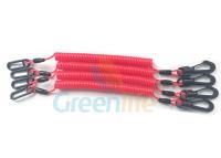 China Custom Red Coiled Tool Lanyard 3mm PU Retention Leash with Plastic Hook 1.8m for sale