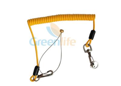 China Fall Protection Spiral Coiled Tool Leash 4mm Cord 2m Extended High Security Snap Hook Solid Yellow for sale