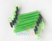 China 70cm Steel Wire Spring Spiral Coil Cable Transparent Green Double Cord Loops Tool Lanyard for sale