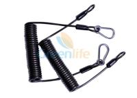 China PU Coated Heavy Duty Lanyard 1.5mm Stainless Steel Double Carabiner Hooks Safety Tether for sale