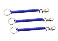China PU TPU Spring Coil Lanyard 2.5mm Heavy Duty Loster Claw Flat Key Ring 100mm for sale