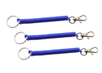 China PU TPU Spring Coil Lanyard 2.5mm Heavy Duty Loster Claw Flat Key Ring 100mm for sale