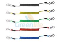 China Translucent PU Coated Spring Steel Wire Coil Lanyard 20kg Capacity 2m Extended Length for sale
