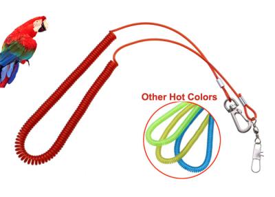 China Plastic Red Wire Coil Lanyard Parrot Fly Training Security 3-20m Snap Hook for sale
