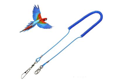 China Retractable Steel Reinforced Parrot Safety Bungee Lanyard 3 Meters TPU Coil Leash for sale