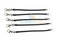 China 25cm Trigger Snap Coil Lanyard PU Safety Strap with Key Ring 2mm Cord for sale