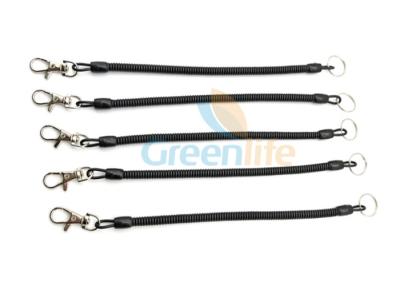China 25cm Trigger Snap Coil Lanyard PU Safety Strap with Key Ring 2mm Cord for sale