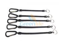 China TPU Coil Lanyard 1 Meter Aluminum Carabiner Split Ring Fishing Safety Cable for sale
