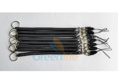 China Detachable Connector Black Spiral Coiled Key Lanyard for sale