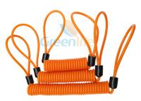 China Bicycle Helmet Swivelling 1.5mm Steel Bungee Coil Lanyard 100mm TPU Safety Tether for sale
