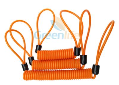 China Bicycle Helmet Swivelling 1.5mm Steel Bungee Coil Lanyard 100mm TPU Safety Tether for sale