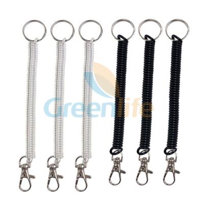 China Retractable Coil Key Lanyard 2.3mm Cord Trigger Snap Hook PU TPU for sale