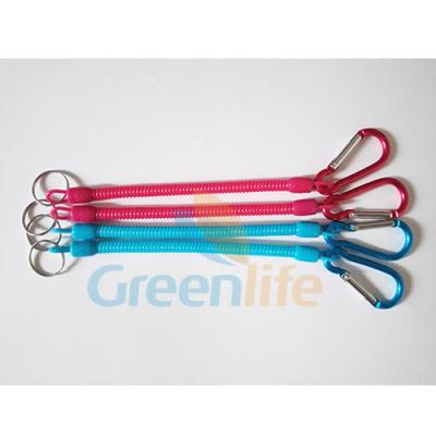 China Custom TPU Coiled Key Lanyard 3.0mm with Split Ring and Aluminum Carabiner for sale