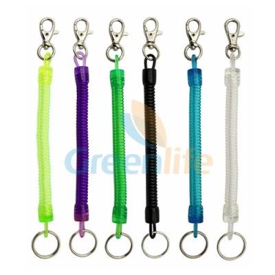 China PU Coiled Key Lanyard 22cm Unstretched 1m Stretched Executive Swivel 3.0mm Cord for sale