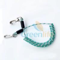 China Transparent Peak Green TPU Coiled Cable Tool Lanyard 5.0mm Cord 1.5m Extended for sale
