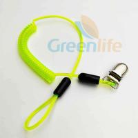 China TPU Fluorescent Green 7.0mm Clip Coiled Lanyard Fastening Tether 2M for sale