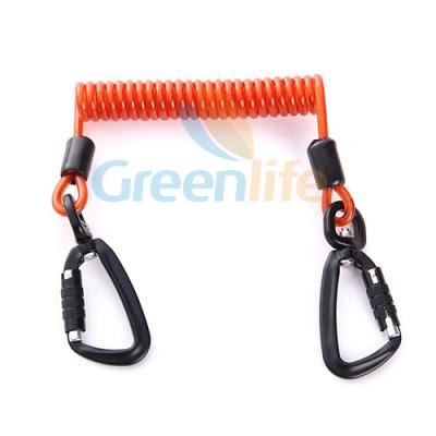 China TPU 6.0mm Coil Lanyard with Aluminum Carabiner Ends 100kg Capacity for sale