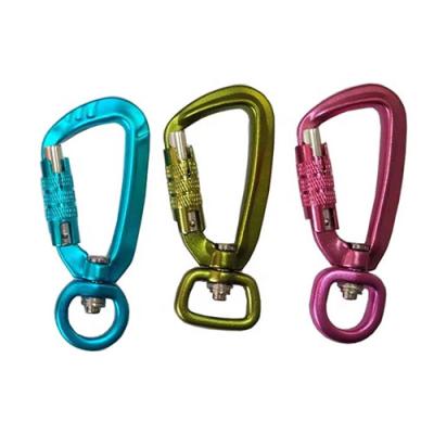 China 90.8mm Oxidation Aviation Aluminum Swivel Locking Carabiner for Lanyard for sale