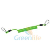 China 7.0mm Steel Coiled Tool Lanyard 1.2m TPU Plastic Expandable Carabiner Fall Protection for sale