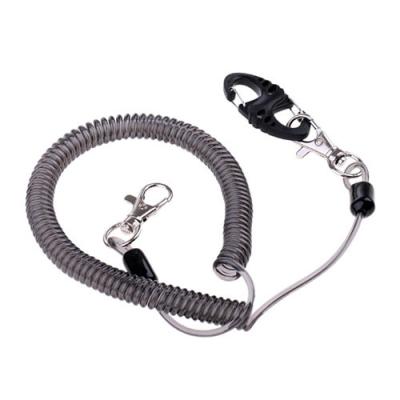 China Swivelling Black Retractable Steel Wire Coil Lanyard 1.2m 5kg Capacity for sale