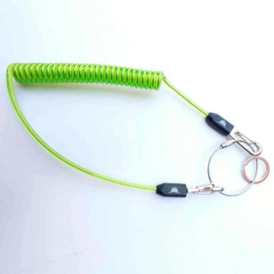 China 5.0MM Cord Transparent Green Coil Tool Lanyard For Split Ring for sale