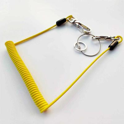 China Pantone Color TPU 5.0mm Coil Safety Lanyard for Scaffolding 2m Extended Length for sale