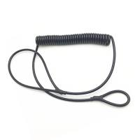 China Black TPU Coated Stretchy Coil Lanyard 7.0mm With Loop Ends for sale