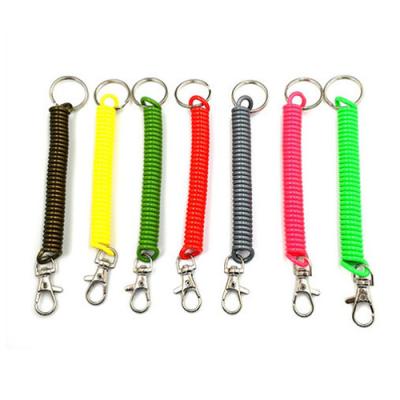 China Polyurethane Coil Key Chain 10cm Fall Protection Light Weight Safety Lanyard 100mm Unstretched for sale