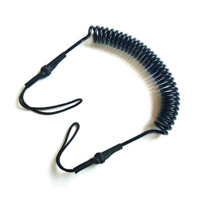 China Fall Protection Black PU Spiral Coil Leash Stop Paddle Board Drop 1.5m for sale