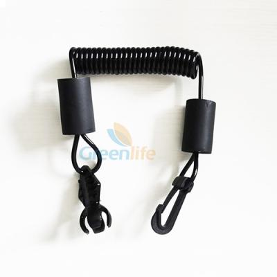China PU 9cm Quick Release Coil Lanyard With Plastic Snap Hook for sale