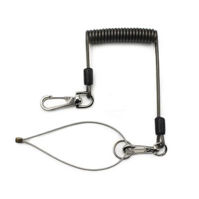 China Quick Release Spring Coil Cable Tool Lanyard TPU 1.2m 96mm Safety Tether for sale