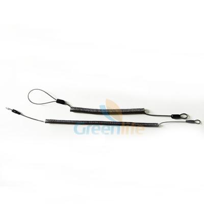 China Polyurethane Coil Lanyard 6.0mm Swivelling Bungee Cord with Steel Wire Core for Tool Tether for sale