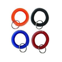 China EVA TPU Plastic Wrist Coil Lanyard 2.3mm Cord with Key Ring Pantone Colors for sale