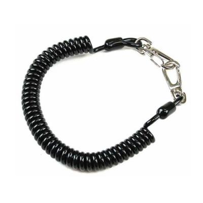 China TPU Coil Tool Lanyard 4mm Cord 2m Extended Black Rubber Covered Sleeve with Swivel Hooks for sale