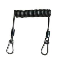 China Bungee Power Tool Plastic Coil Lanyard Metal Crimp with Carabiner Ends 140mm for sale