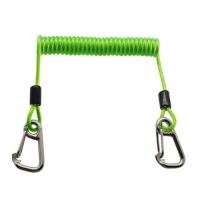 China 304 Stainless Steel Coiled Cable Tool Lanyard 1.8M 30KG TPU Coated Safety Tether for sale