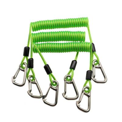 China 304 Stainless Steel Coiled Cable Tool Lanyard 1.8M 30KG TPU Coated Safety Tether for sale