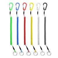 China Spring Steel Wire Fishing Safety Lanyard TPU Coated 1.5M Working Length with Aluminum Carabiner for sale