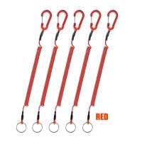 China Spring Steel Wire Fishing Safety Lanyard TPU Coated 1.5M Working Length with Aluminum Carabiner for sale