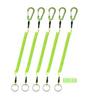 China Spring Steel Wire Fishing Safety Lanyard TPU Coated 1.5M Working Length with Aluminum Carabiner for sale