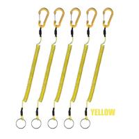 China Spring Steel Wire Fishing Safety Lanyard TPU Coated 1.5M Working Length with Aluminum Carabiner for sale