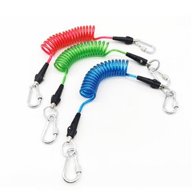 China Plastic Stretchy Coiled Key Lanyard 1.5m with Locking Screwgate Carabiners for sale