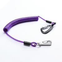 China Plastic Purple Coiled Aviation Aluminum Carabiner Tool Lanyard 1.5M for sale