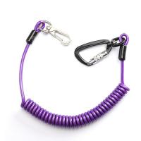 China Plastic Purple Coiled Aviation Aluminum Carabiner Tool Lanyard 1.5M for sale