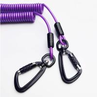 China Plastic Purple Coiled Aviation Aluminum Carabiner Tool Lanyard 1.5M for sale